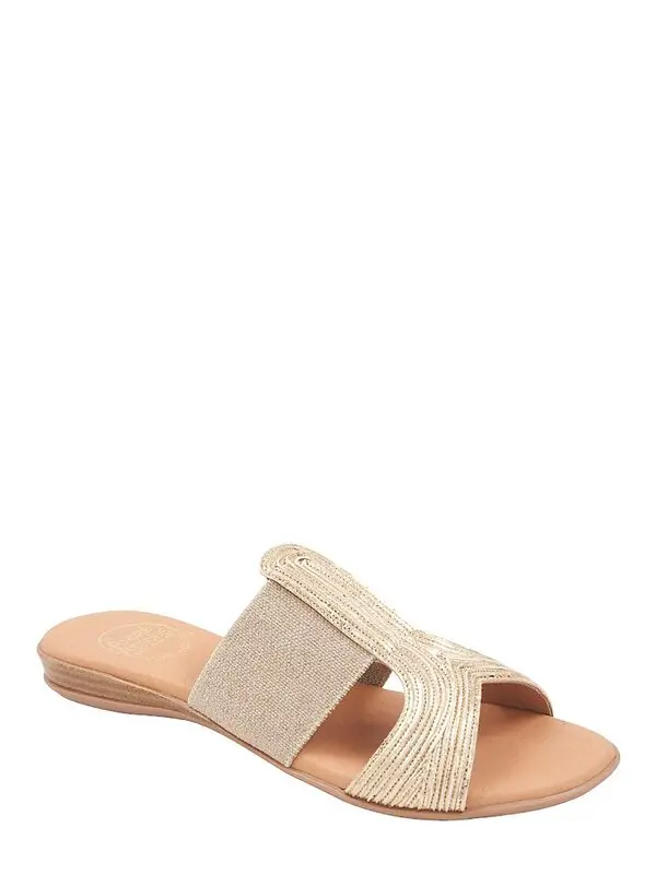 Andre Assous Noor Slide Sandals - Beige/platino