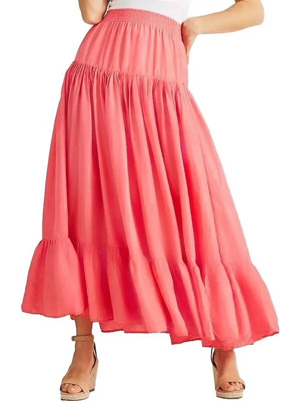 Calypso St. Barth Lourdes Silk Skirt - Coral