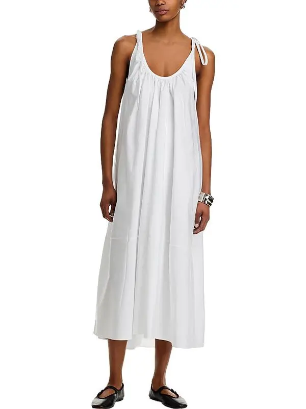 Co Gathered Midi Dress - White