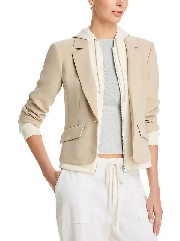 Cinq À Sept Khloe Hooded Blazer - Khaki/ivory