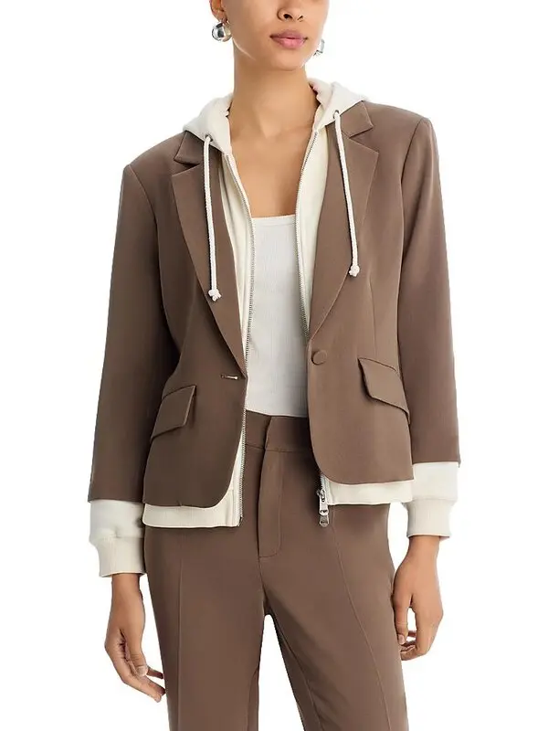 Cinq À Sept Khloe Hooded Blazer - Taupe/ivory