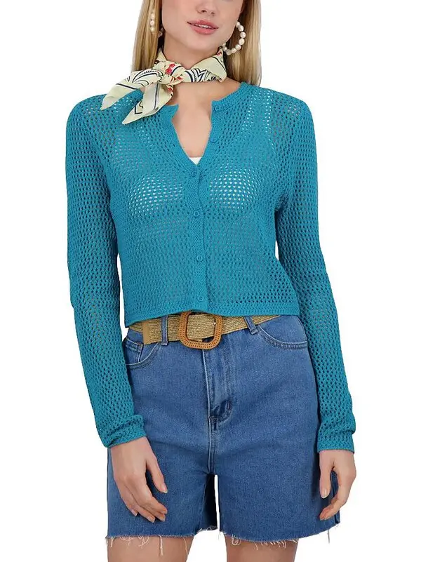 POINT Wide Knit Cardigan - Ocean Teal