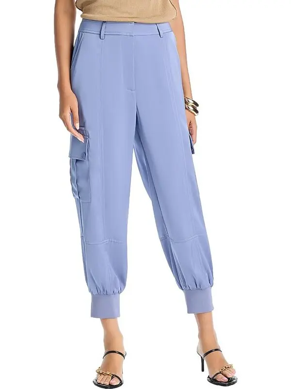 Aqua Satin Jogger Pants - Light Blue