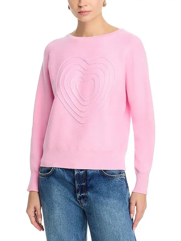 T Tahari Heart Stitch Sweater - Soft Pink