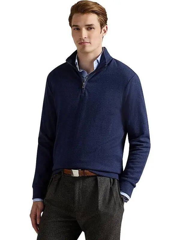 Polo Ralph Lauren Luxury Double Knit Jacquard Quarter Zip Pullover - Black