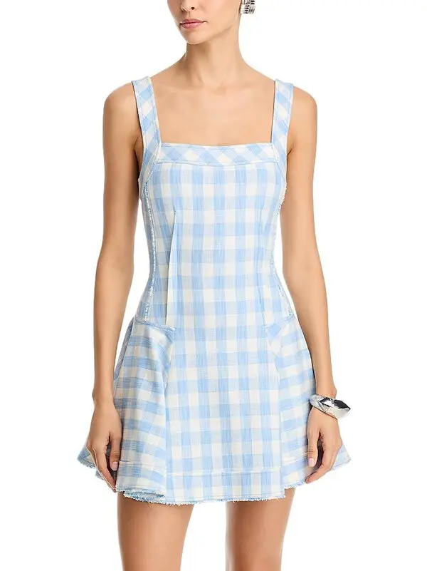 Simkhai Hannalie Mini Dress - Blue Hydrangea Gingham