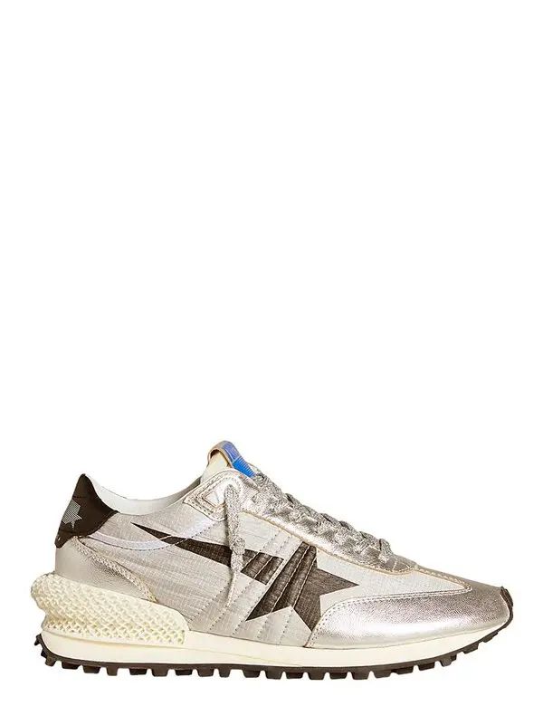 Golden Goose Running Marathon Metallic Star Sneakers - Silver / Black