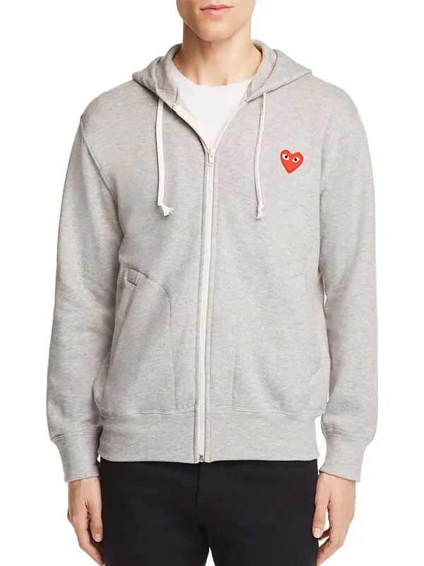 Play Comme Des Garcon Zip Hoodie Sweatshirt - Gray