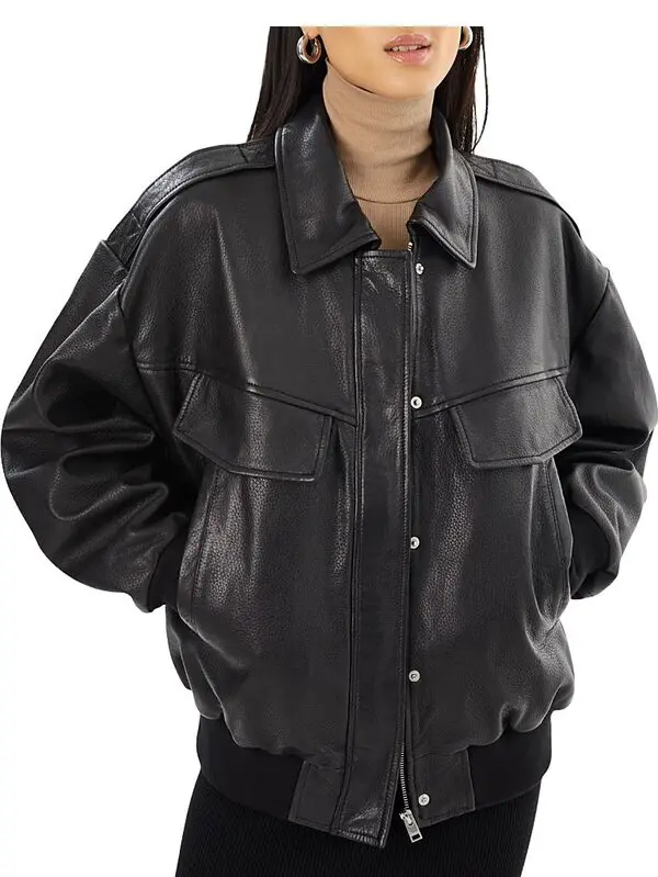 LAMARQUE Trevanna Leather Bomber Jacket - Black
