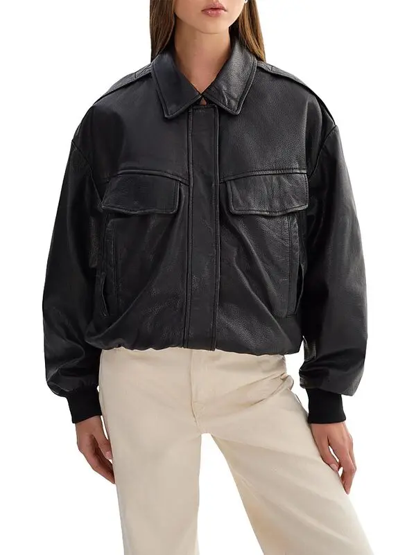 LAMARQUE Trevanna Leather Bomber Jacket - Black