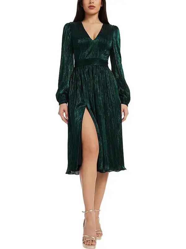 Dress The Population Holly Long Sleeve Dress - Deep Emerald