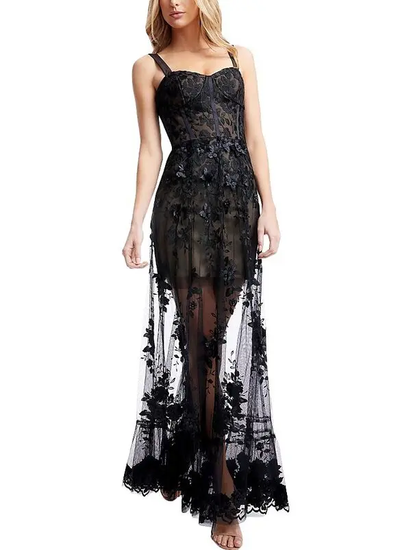 Dress The Population Anabel Gown - Black-nude