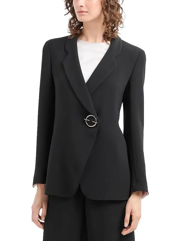 Emporio Armani Crepe Cady Blazer With Metal Closure - Black