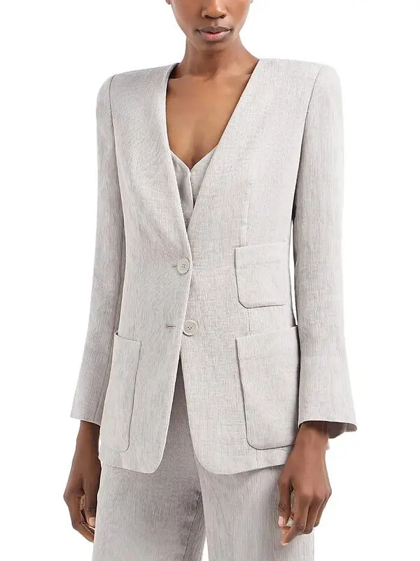 Emporio Armani Fluid Cannette Ribbed Blazer - Flint Grey