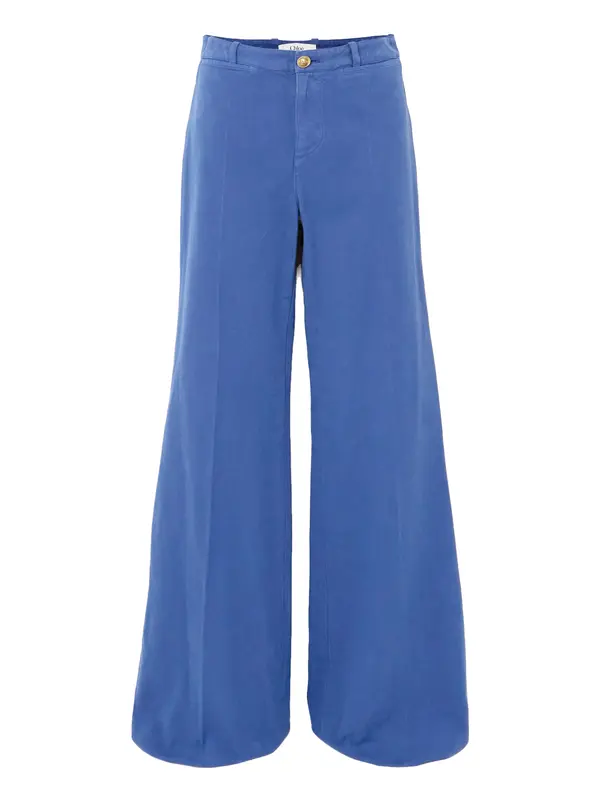 Chloé Cotton-canvas Flared Trousers - Blue