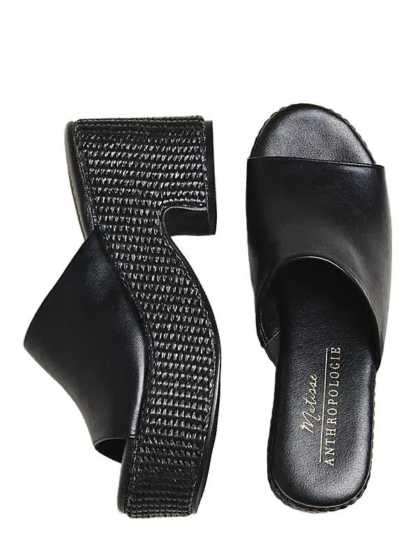 Matisse X Platform Heels - Black / Black Raffia