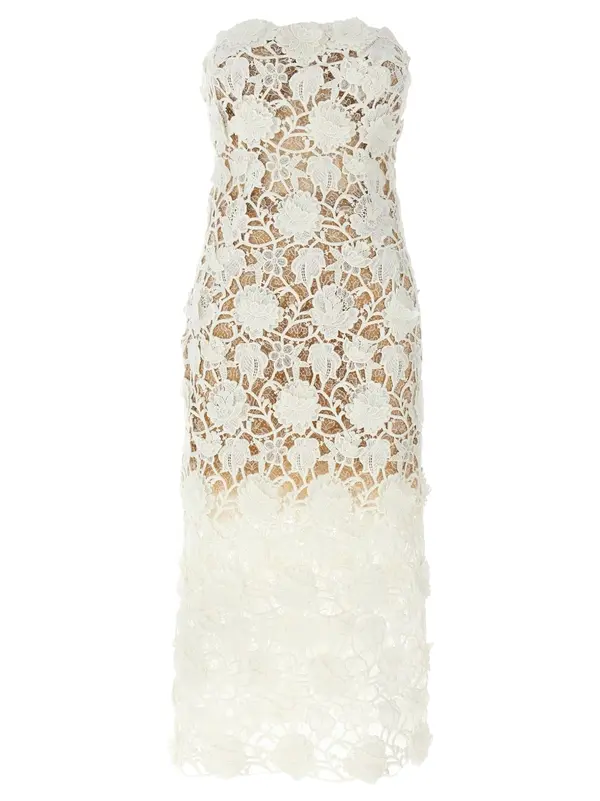 Ermanno Scervino Macramé Lace Strapless Dress - White