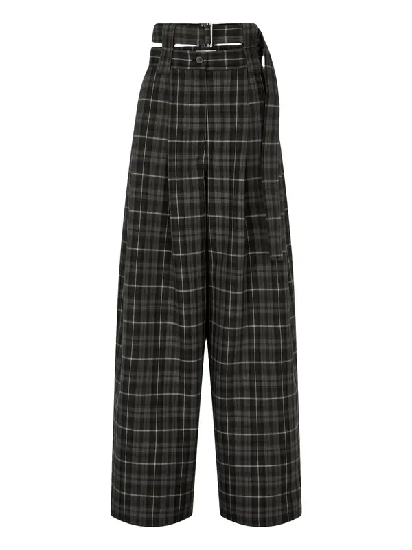STUDIO TOMBOY Tartan Check Belted Trousers - Black