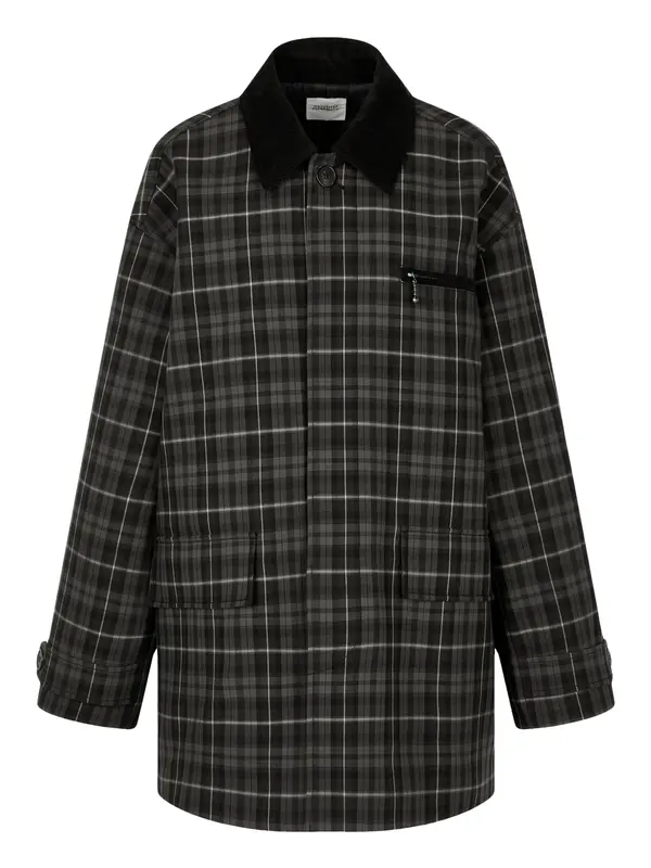 STUDIO TOMBOY Tartan Check Single-breasted Coat - Black