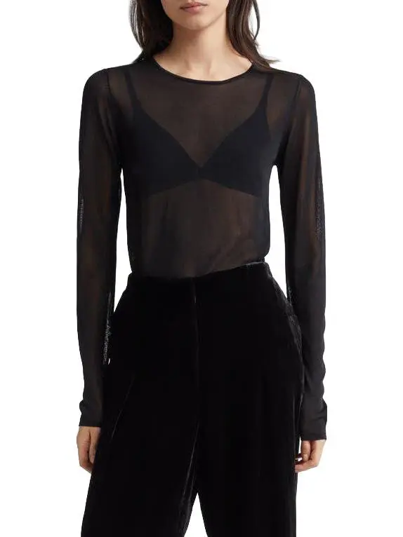 GOLDEN GOOSE Journey Sheer Knit Top - Black