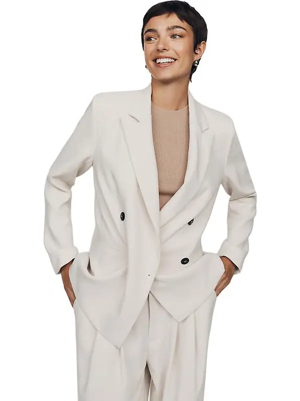 Maeve Rue Double-breasted Blazer - Sand
