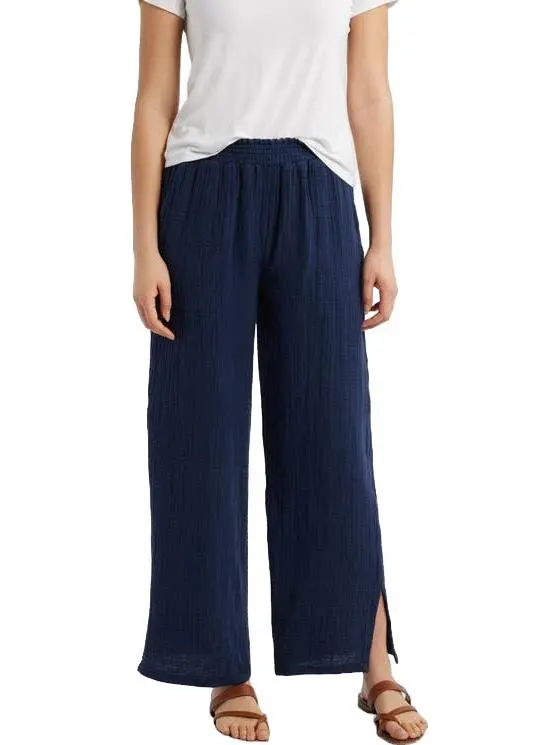 BEACHLUNCHLOUNGE Meadow Wide Leg Gauze Pants - Navy