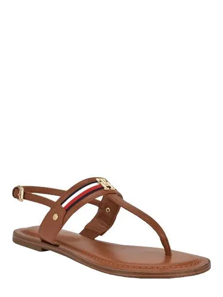 Tommy Hilfiger T-strap Sandal - Medium Brown