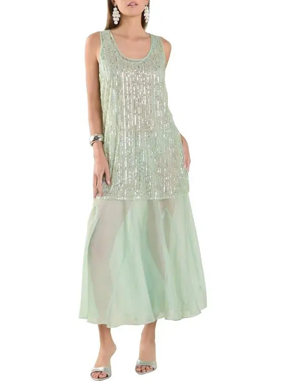 Endless Rose Sequin Chiffon Maxi Dress - Sage