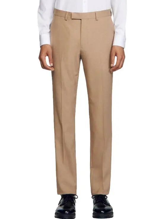 Sandro Classic Fit Wool Suit Trousers - Beige