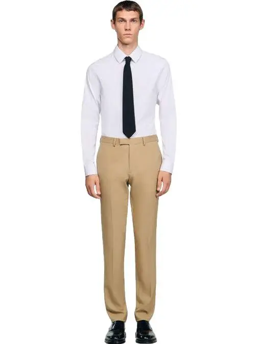 Sandro Classic Fit Wool Suit Trousers - Beige