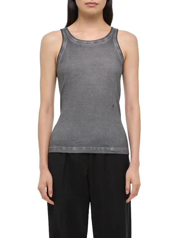 Helmut Lang Garment Dyed Pima Cotton Tank Top - Gunmetal