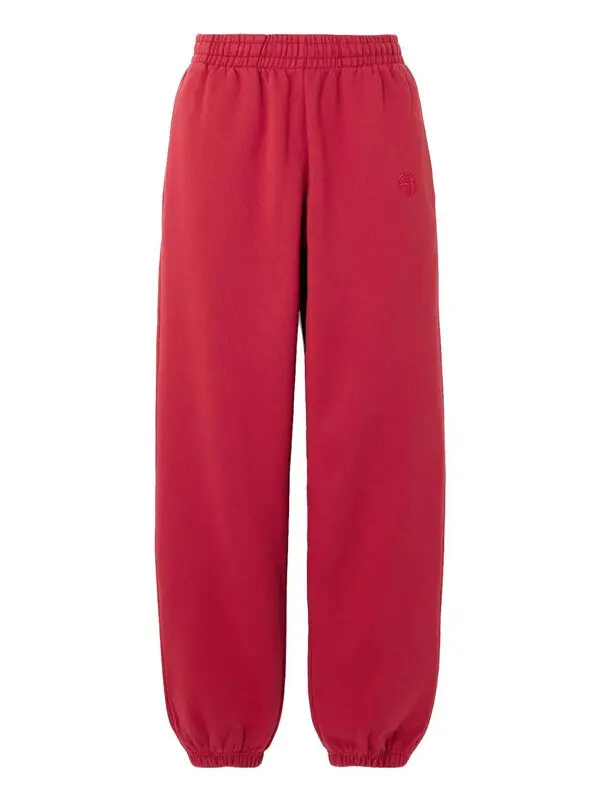 ANINE BING Karter Cotton-blend Fleece Track Pants - Red