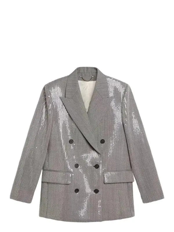 GOLDEN GOOSE Sequined Double-breasted Blazer - Silver