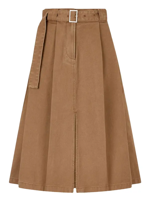 STUDIO TOMBOY Belted Two-tuck Skirt - Brown