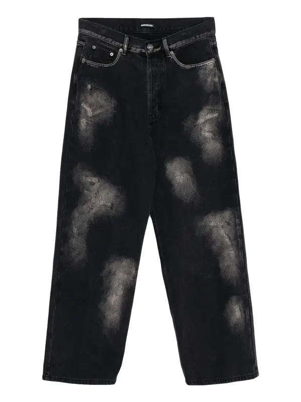 GROUND ZERO Distressed Wide Leg Jeans - Grey