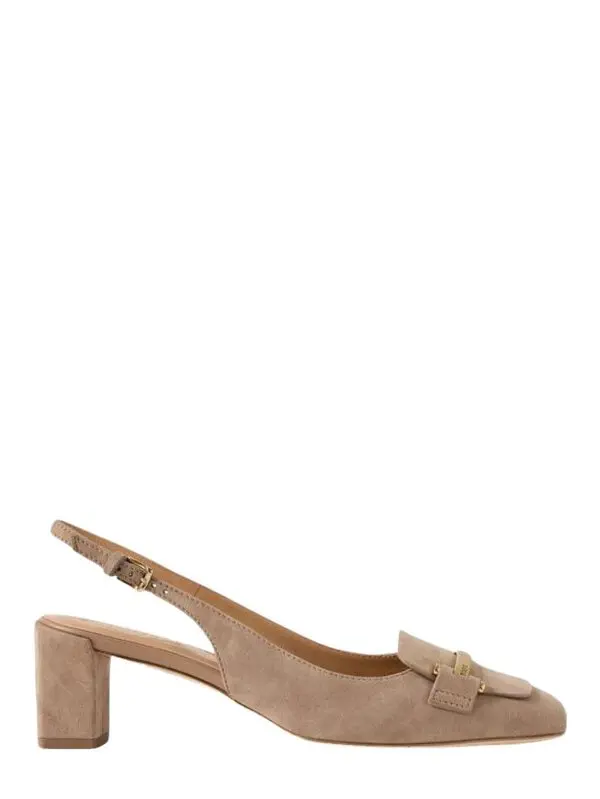 TOD'S Cuoio Embellished Suede Pumps - Brown