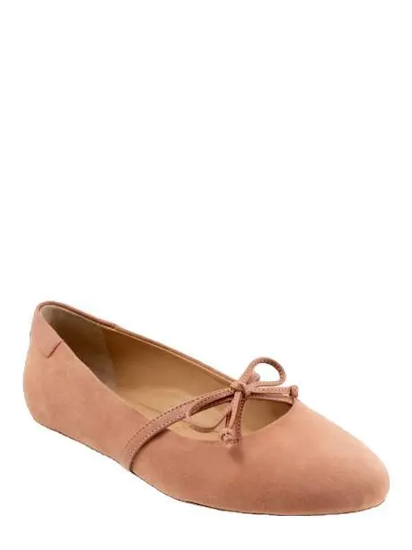Trotters Carissa Ballet Flat - Pale Pink Suede