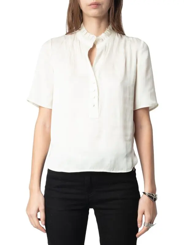 Zadig&Voltaire Topher Ruffle Neck Top - Flake