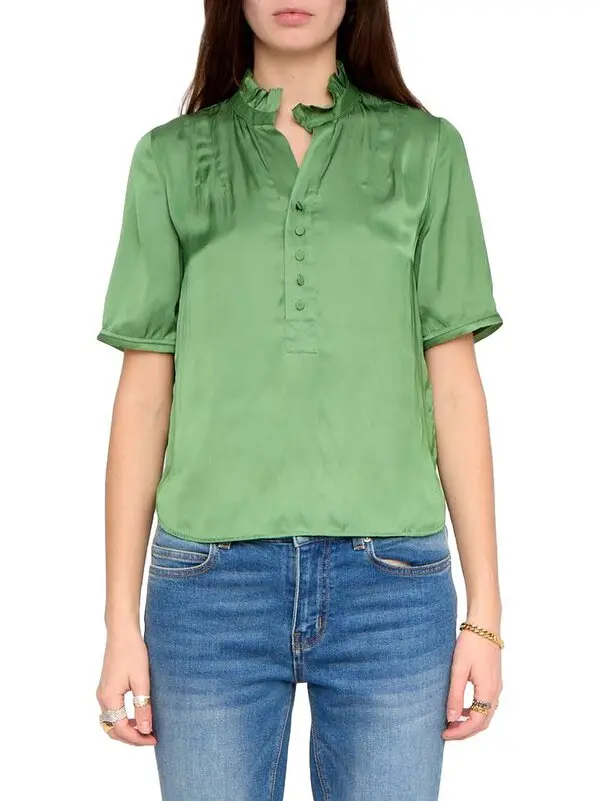Zadig&Voltaire Topher Ruffle Neck Top - Verveine