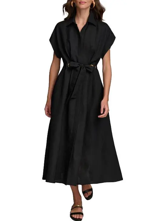 Donna Karan New York Linen-blend Shirtdress - Black