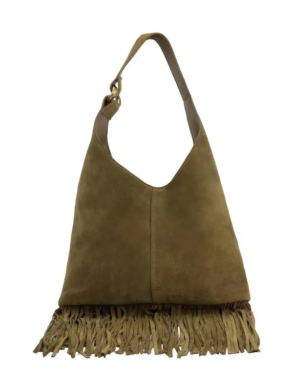 Jeffrey Campbell Wonders Suede Shoulder Bag - Khaki Suede