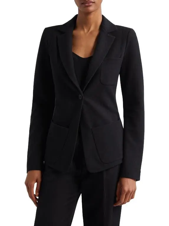 Emporio Armani Stretch One-button Blazer - Solid Black