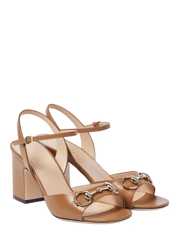 Gucci Lady Horsebit 75 Leather Sandals - Brown