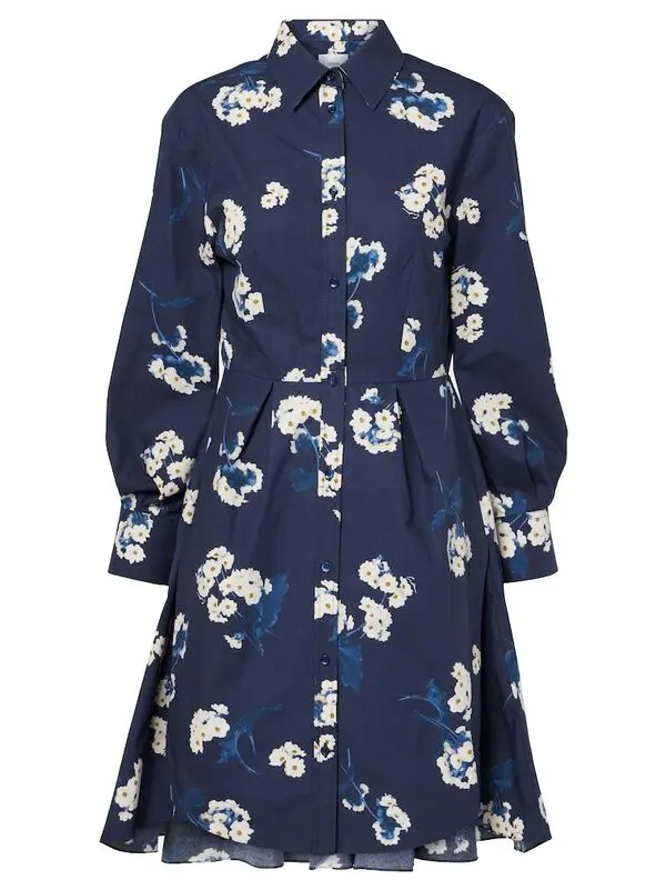 Erdem Elena Garden Shirt Dress - Blue