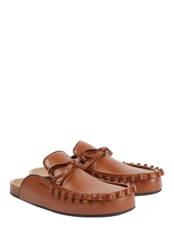 JW Anderson Ruffled Leather Mules - Brown