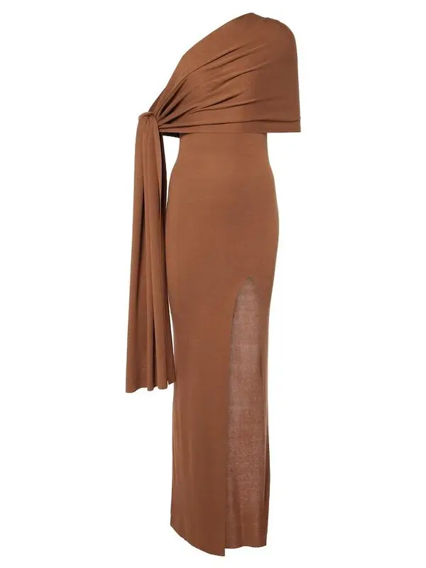 AYA MUSE Hale One-shoulder Maxi Dress - Brown