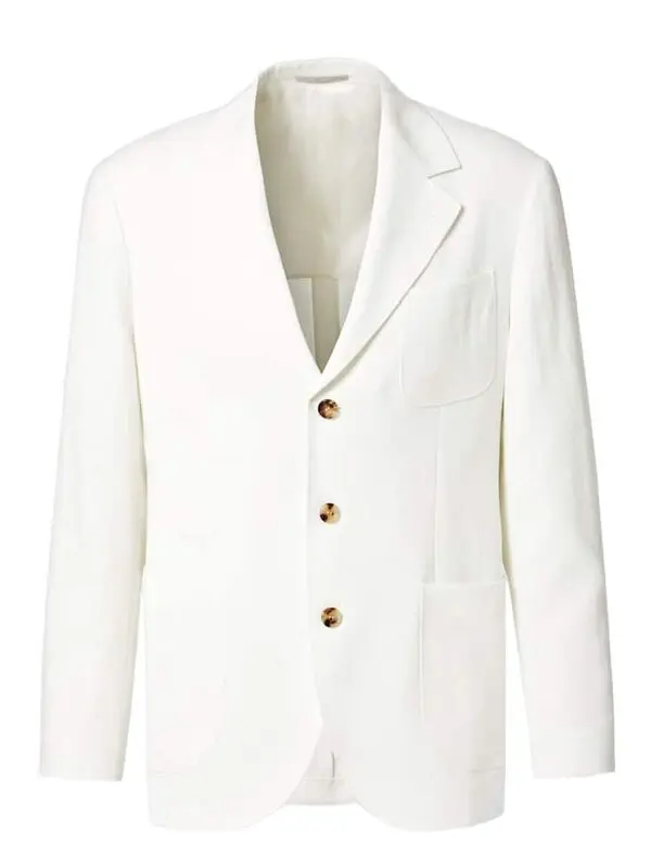 Brunello Cucinelli Single-breasted Linen Blazer - White