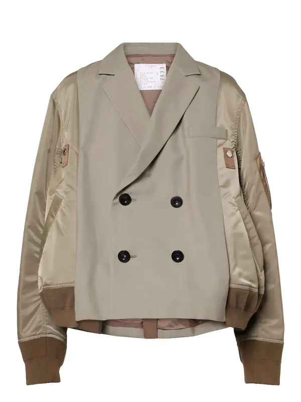 Sacai Double-breasted Bomber Jacket - Beige