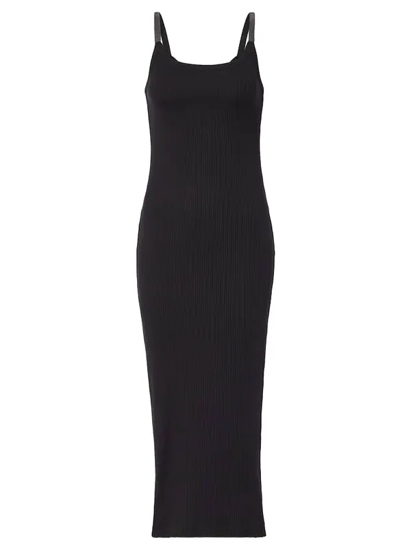 Brunello Cucinelli Monili Cotton-blend Jersey Midi Dress - Black