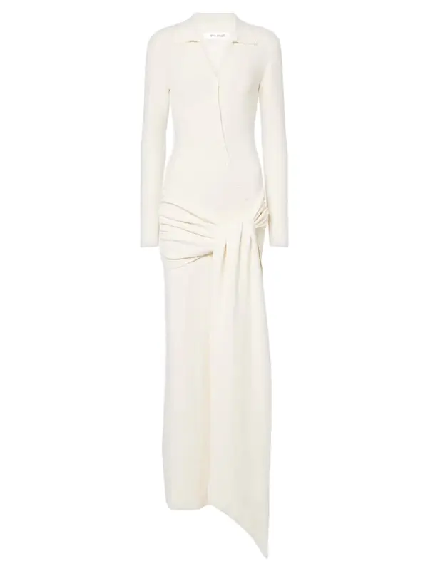 AYA MUSE Saros Draped Cotton-blend Maxi Dress - White